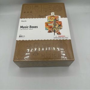 Toys | 3d Puzzle Diy Wooden Music Box Toy Robot Movable Puzzle Kit ...